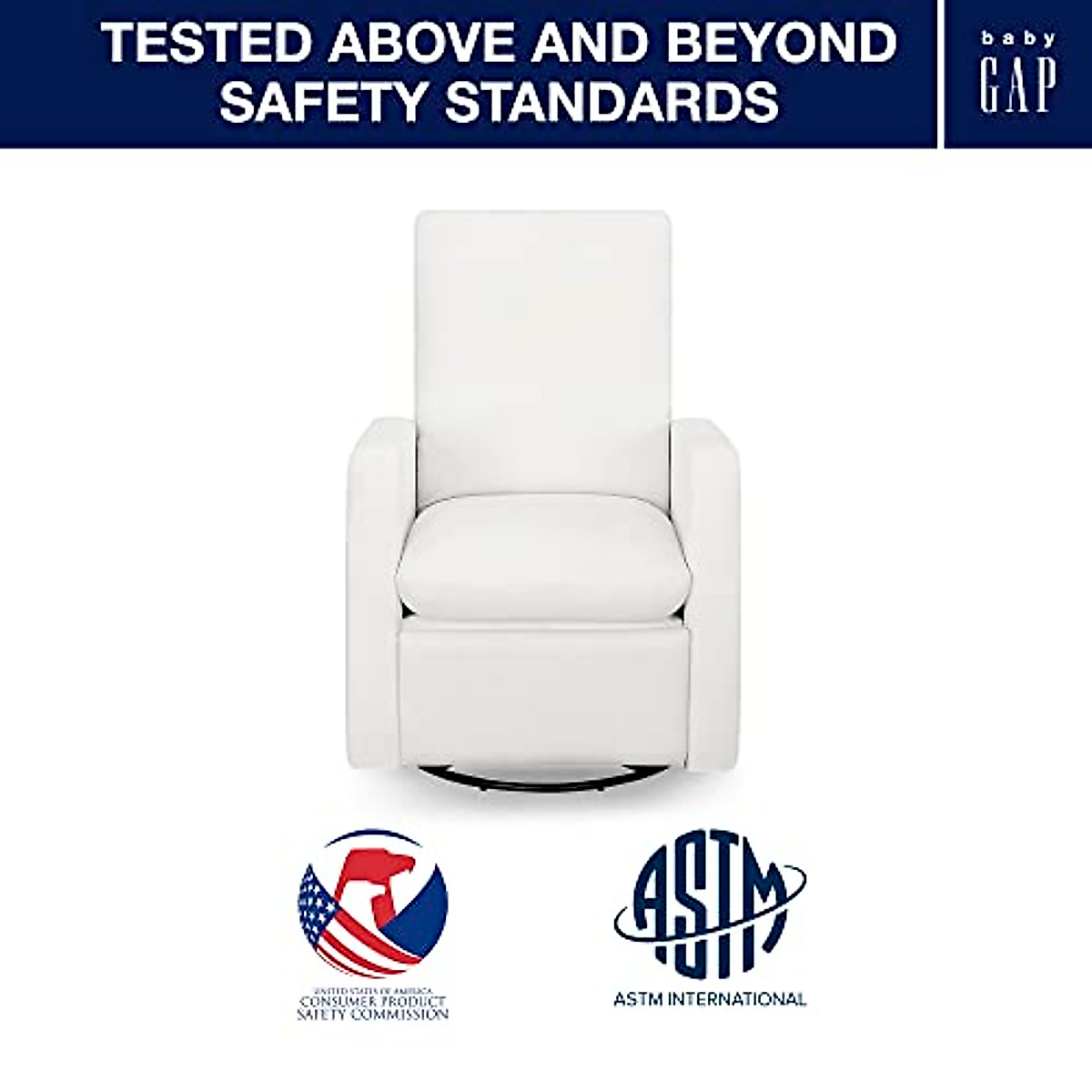 Delta Children babyGap Cloud Recliner with LiveSmart Evolve - Sustainable Performance Fabric, Artic