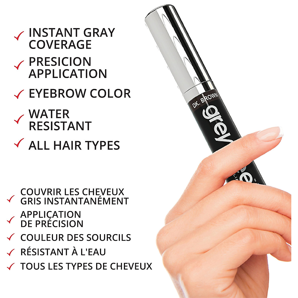 Greyfree Root Touch-Up Hair Mascara Black/Noir Temporary Gray Roots Concealer