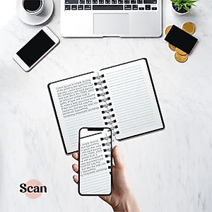The Fusion Square A5 Smart Notebook Waterproof & Reusable 22-sheet Notepad, Scannable for Digital Use with Erasable Pen and Microfiber Wipe (5.8 x 8.3, Black)