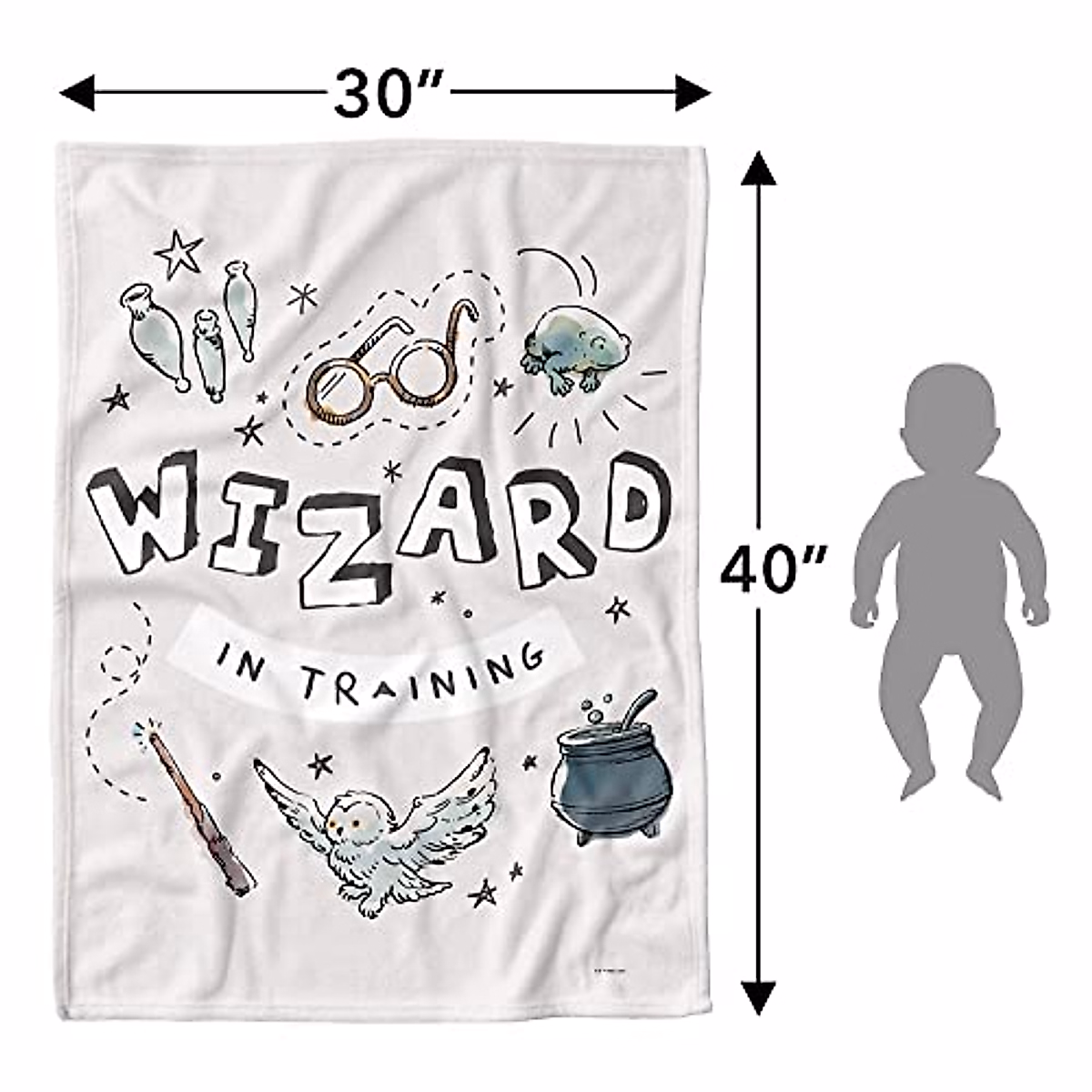 Harry Potter Fleece Baby Blanket, 30"x40" Wizard in Training, Unisex for Girls & Boys, Infants/Toddlers