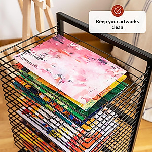ODOXIA Art Drying Rack for Classroom | Functional & Mobile Paint Drying Rack | 19 Removable Shelves | Canvas Rack Art Storage | Painting Drying Rack with Wheels | Stack Rack for Painting, and More