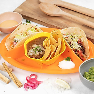 Jarratt Industries Big Fiesta Taco Holder, Taco Serving Trays with Stand Up Holder for Extra Large Tortillas and Tacos, Use for the Biggest Appetites on Taco Nights and Bar, Microwave Safe, Set of 4