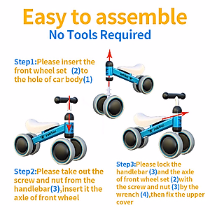 Bodaon Baby Balance Bike, Ride on Toys for 1-2 Year Old, Best Cool First Birthday Gifts for Boy and Girl, Christmas Kids Tricycle, Blue