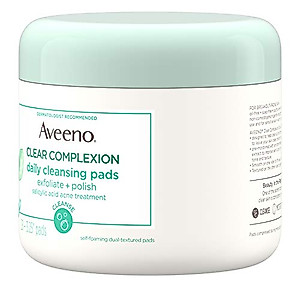 Aveeno Clear Complexion Daily Facial Cleansing Pads with Salicylic Acid Acne Treatment, 28 ct