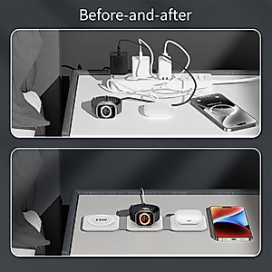 𝟏𝟓𝐖 for Magnetic Multple Devices,UCOMX Nano Pro 3-in-1 Wireless Charging Station,Top Speed Wireless Charger for Multple Device with 30W Adapter,Compatible for iPhone 15/14/13/12,AirPods,iWatch