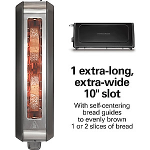 Hamilton Beach Extra Long Slot 2 Slice Toaster with Browning Control, Bagel Function, Cancel Button & Auto Shutoff, Modern Slim Design Fits Any Space, Black (22989)