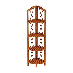 Lavish Home 4-Tier Wood Folding Corner Display Shelf