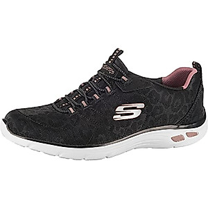 Skechers Women's Empire D'lux-Spotted Sneaker, Black/Rose/Gold, 7.5 M US