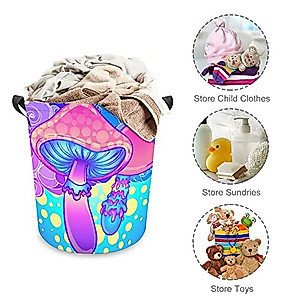Magic Colorful Mushroom Large Laundry Hamper Foldable Laundry Basket Durable Storage Basket Toy Organizer