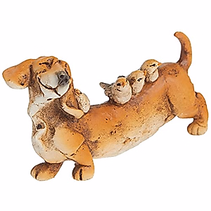 Top Collection Miniature Fairy Garden & Terrarium Dachshund and Birds Figurine