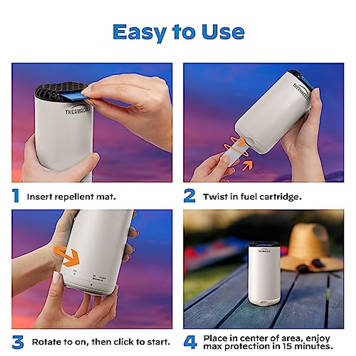 Thermacell Mosquito Repeller Patio Shield; Includes 12-Hour Refill; 15 Foot Zone of Protection; Highly Effective Mosquito Repellent for Patio; Bug Spray Alternative; Scent Free