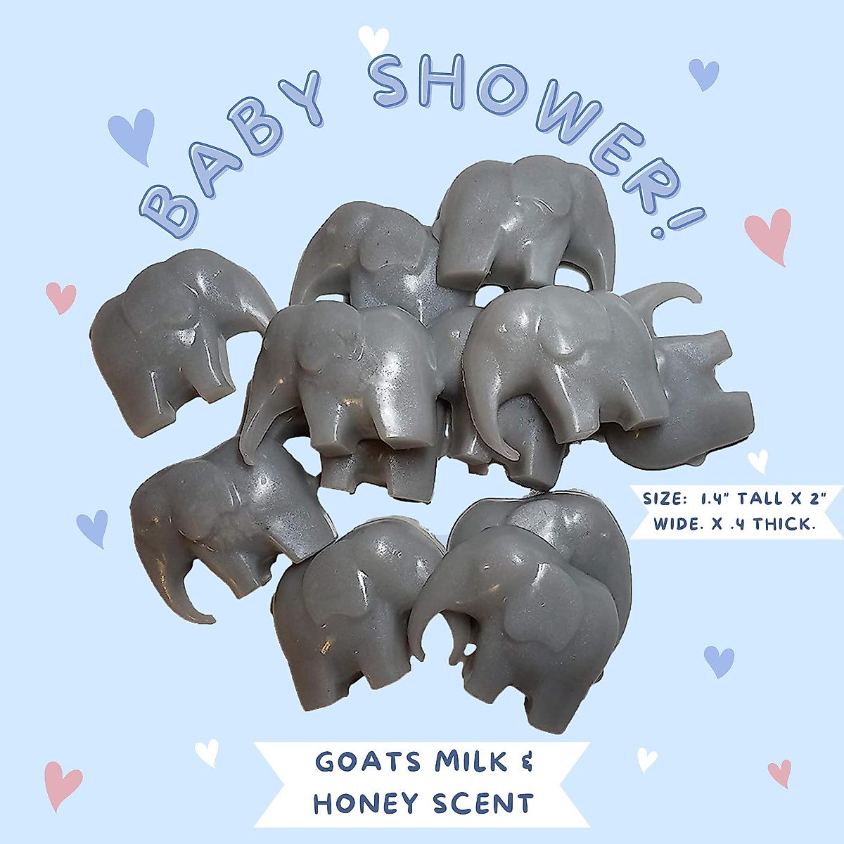 Elephant Soaps for Baby Shower Favors First Birthday Party Goats Milk Honey Scent 20 Pack (gray)