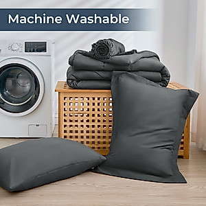 HEVUMYI Twin Comforter Set - 5-Piece All Season Bed in a Bag Twin, Ultra Soft Bedding Set with Comforter, Flat Sheet, Fitted Sheet, Pillowcases, Pillow Shams, Dark Grey