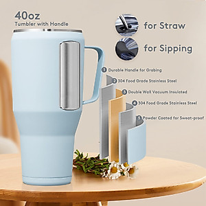 JEAREY 40oz Tumbler with Handle, Stainless Steel Tumbler with Lid and Straw, Insulated Tumbler Travel Mug for Hot Beverages and Cold Drinks, Tumblers for Cup Holders,Keep Cold for 24 Hours, Red