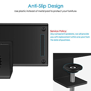 CCCEI Fast Charging Desk Clamp Power Strip, QC 3.0 USB Port, 500J Surge Protector on Desktop Mount Power Strip, Fit 1.6 inch Tabletop Edge Thick. (Black).