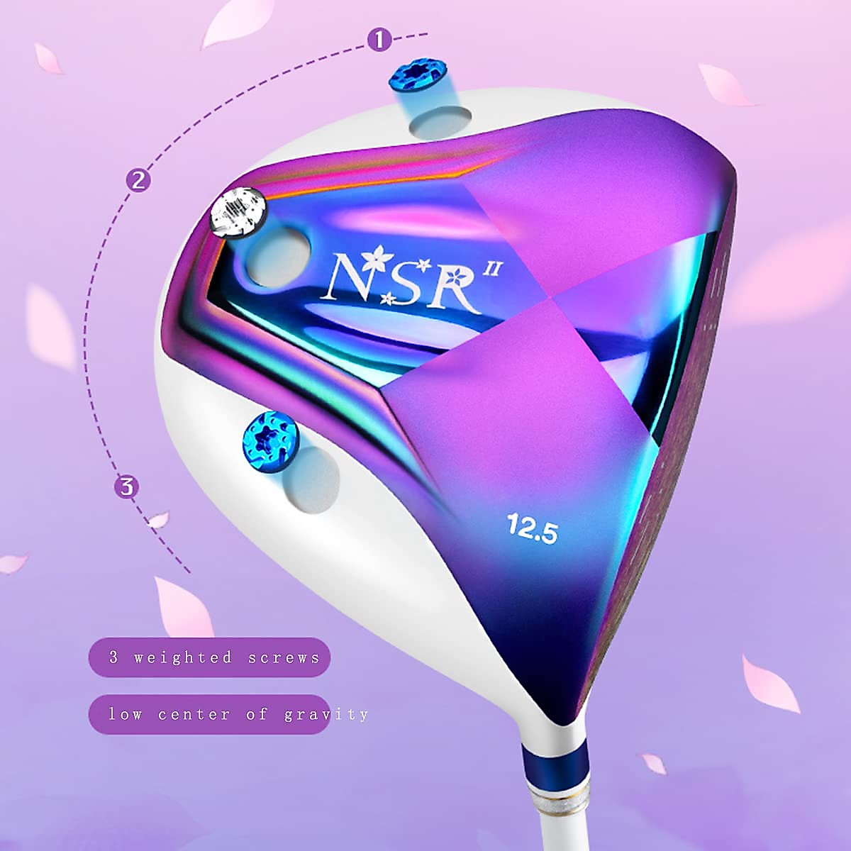 LOWLO 13 Pcs Complete Golf Clubs Set for Women Right Handed Includes 460cc Alloy Driver, Fairway Woods, Hybrid, 6-#SW, Putter and Golf Stand Bag