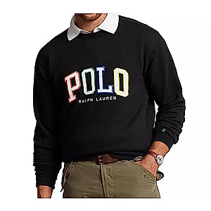 POLO RALPH LAUREN Men's Big & Tall Fleece Logo Crew Neck Sweatshirt Black (as1, alpha, 4x, big, tall)