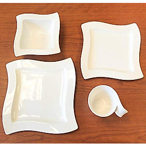Villeroy & Boch New Wave 4-Piece Place Setting Dinner, Salad Plate, Bowl, and Mug – Premium Porcelain, Set of (Variable), Dinnerware