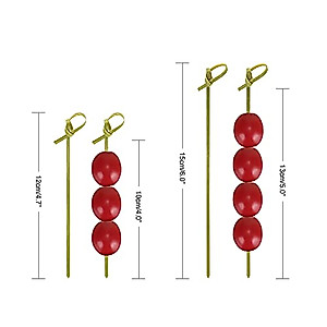 Minisland 200 Pcs Premium Bamboo Knot Cocktail Picks 4.7 Inch Long Fancy Toothpicks for Appetizers Party Food Fruit Drinks Garnish Skewer Sticks -MSL160