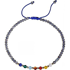 YONKU 10mm 7 Chakra Ankle Bracelets for Women Beach Foot Healing Crystals Moonstone Meditation Yoga gifts 7" Chakras Bracelet YO-BRACE-7041