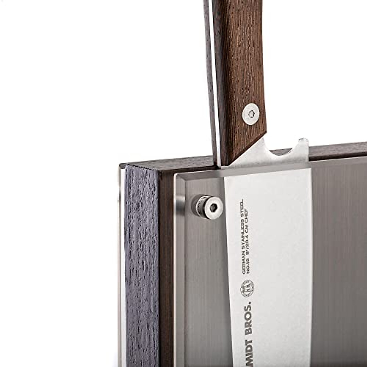 Schmidt Brothers - Cutlery Stone Series 7-Piece Kitchen Knife Set, High-Carbon German Stainless Steel Cutlery, Stone-washed Wood Handles and Clear Acrylic Magnetic Knife Block