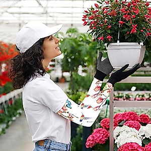 Gardening Sleeves with Thumb Hole Hummingbirds Arm Sleeves for Women Men White Sun Protection Garden Sleeves for Driving Sports One Size