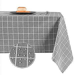 Obstal 100% Waterproof PVC Table Cloth, Oil-Proof Spill-Proof Vinyl Rectangle Tablecloth, Wipeable Table Cover for Outdoor and Indoor Use, 54x54 Inch, Grey Checkered Pattern