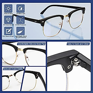 LETAAKA Blue Light Blocking Glasses for Men Women, 4 Pack Blue Light Glasses with Anti UV400 Clear Glasses for Computer Fake Eyewear
