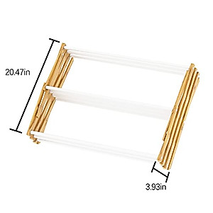 Disracker Folding Clothes Drying Rack Collapsible Bamboo Hanging Clothes Rack Portable Laundry Racks for Drying Clothes with Metal Rod 35 Inch