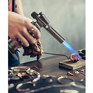 RONXS Butane Torch, Torch Lighter with 25g Large Gas Capacity, Refillable Blow Torch with Max 6'' Big Continuous Adjustable Flame, Industrial Soldering Torch for Cooking DIY Crafts (Gas Not Included)