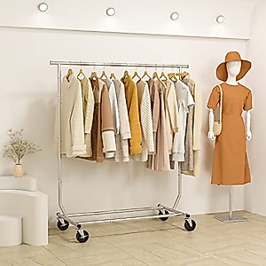 Tajsoon Heavy Duty Foldable Clothes Rack,Collapsible Garment Rack,Commercial Clothes Organizer With Wheels,Bottom Storage Display Shelf,Rolling Clothes Rack for Hanging Clothe,Portable Clothes Hanger