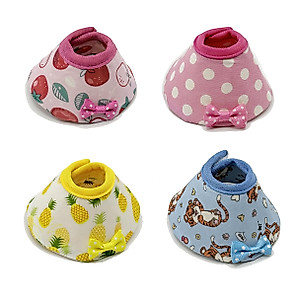 NABOO 4PCS Birds Anti-bite Elizabethan Collars, Anti-Grab Feather Plucking,Recovery Collar Cones,Adjustable Neck Cone,Large, Yello,Blue,Pink