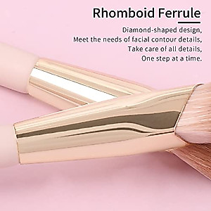 Angled Concealer Brush Under Eye by ENZO KEN, Small Nose Contour Brushes for Dark Circles Puffiness, Face Eyebrow Puffy Eyes, Mature Skin, Length Natural Light, BB Cream Liquid Blending (11-M-Pink)