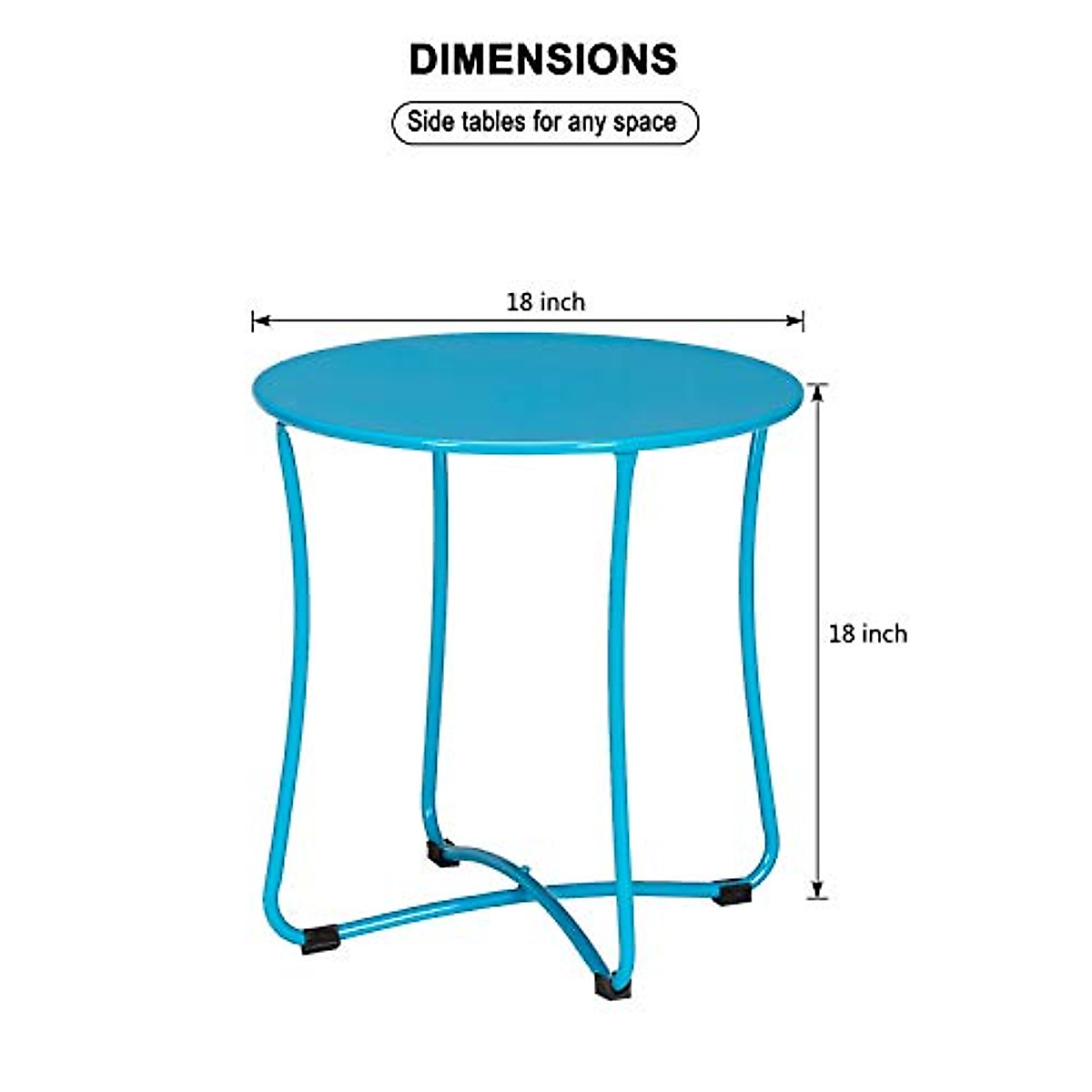 VINGLI Outdoor Side Table, Metal Weather Resistant Round Coffee Table, Patio Side Table End Table, Sofa End Table, Snack Table/Nightstand for Garden, Garden Yard Lawn, Balcony and Office (Blue)