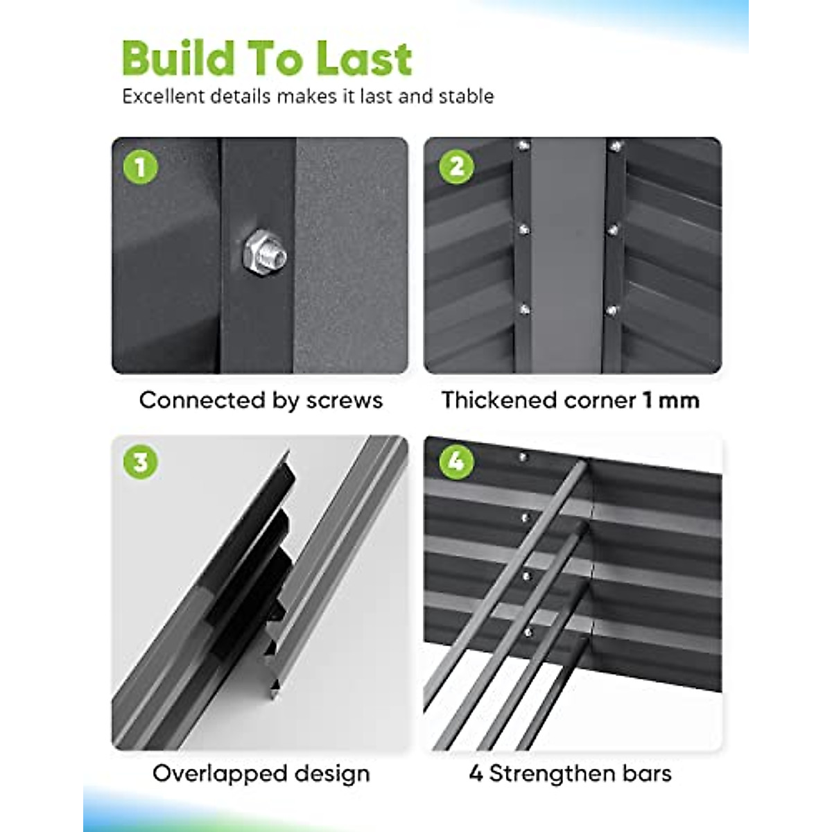 Quictent Galvanized Raised Garden Bed 6x3x1ft Thickened Metal Planter Box Hold 18cft Soil for Vegetables Corner Protector Bottomless Flowers Herbs Backyard Patio Tomato Cage Weed Barrier Included