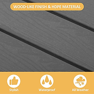 LOENIY 2 Tier Outdoor Side Table with Wood-Like Grain, 16.6" HDPE Adirondack Table Patio Side Table, Weather Resistant End Table for Pool, Patio & Porch, Small Outdoor Table (Grey, Rectangle)