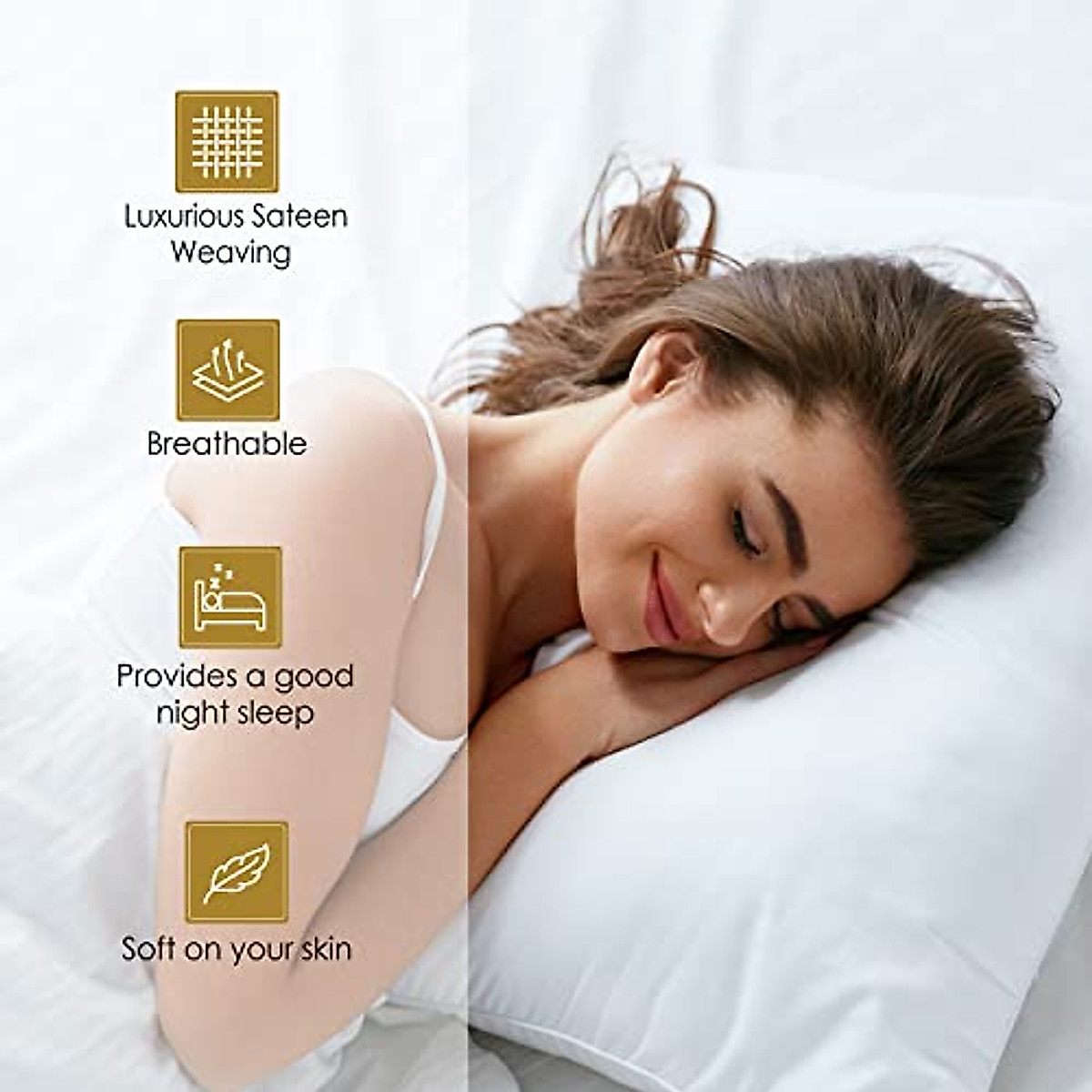 BLUENILEMILLS 1000 Thread Count Egyptian Cotton Sheets, Mattress Sheet Sets, Luxury Bedding, 1 Extra Deep Pocket Fitted Sheet, 1 Flat Sheet, 2 Pillowcases, Solid Pattern Bedsheets, Queen, White