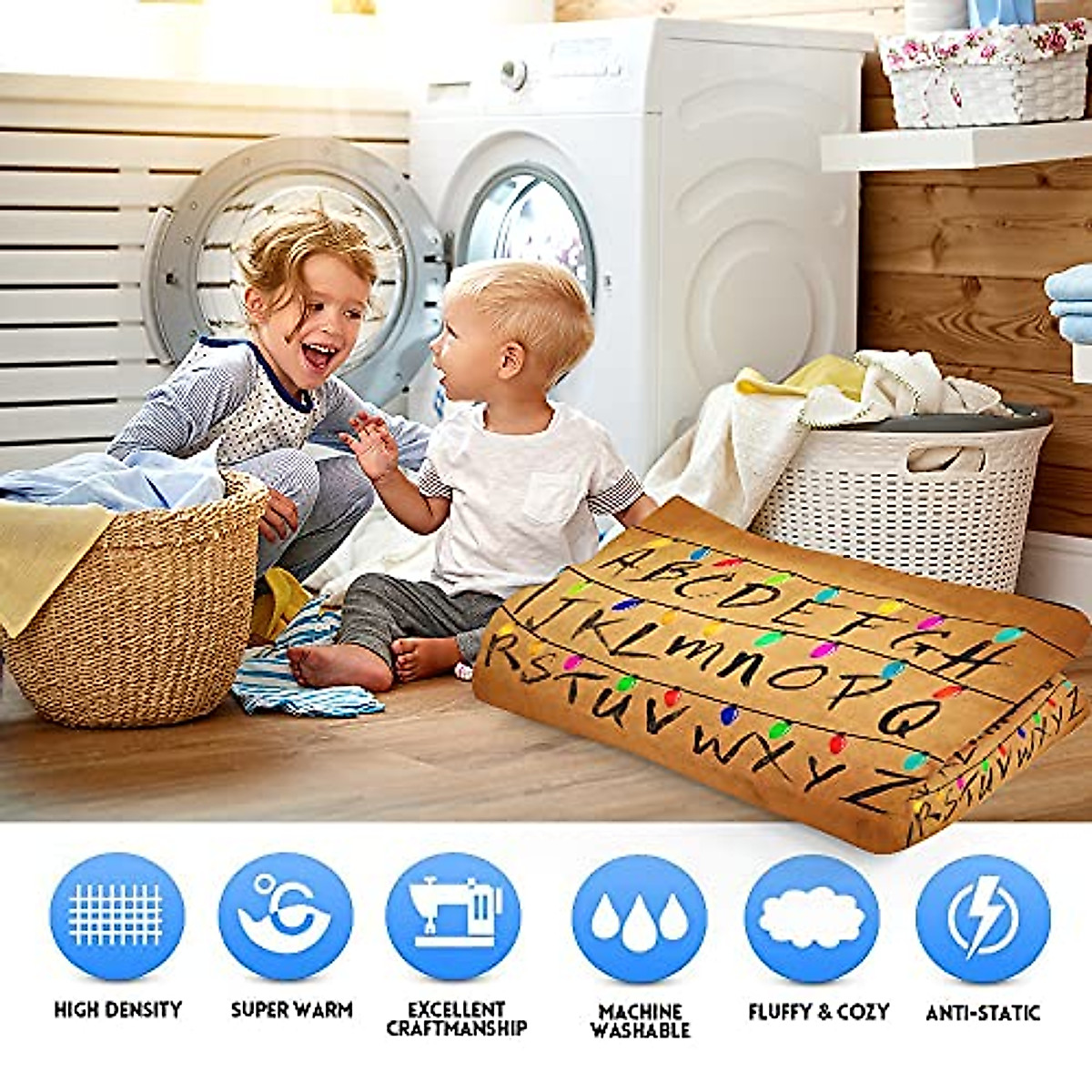 50x60 Flannel Fleece Blankets and Throws, Home Decor Sofa Blanket Comfort Warmth Soft Plush Throw for Couch Christmas Lights Alphabet one