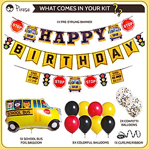 Pirese Wheels On The Bus Birthday Decorations, School Bus Decorations For Party, School Bus Birthday Party Decorations | School Bus Birthday Banner | School Bus Party Decorations | Bus Theme Party