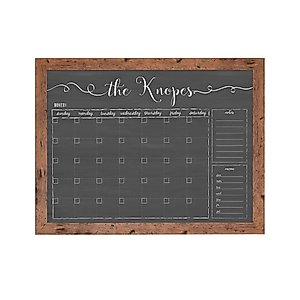Chalkboard Calendar, 24x18 or 36x24 Horizontal Framed Dry Erase Calendar, Free Customization, Reusable 18x24 Customized Dry Erase Wall Calendar, Family Framed Calendar, perpetual calendar