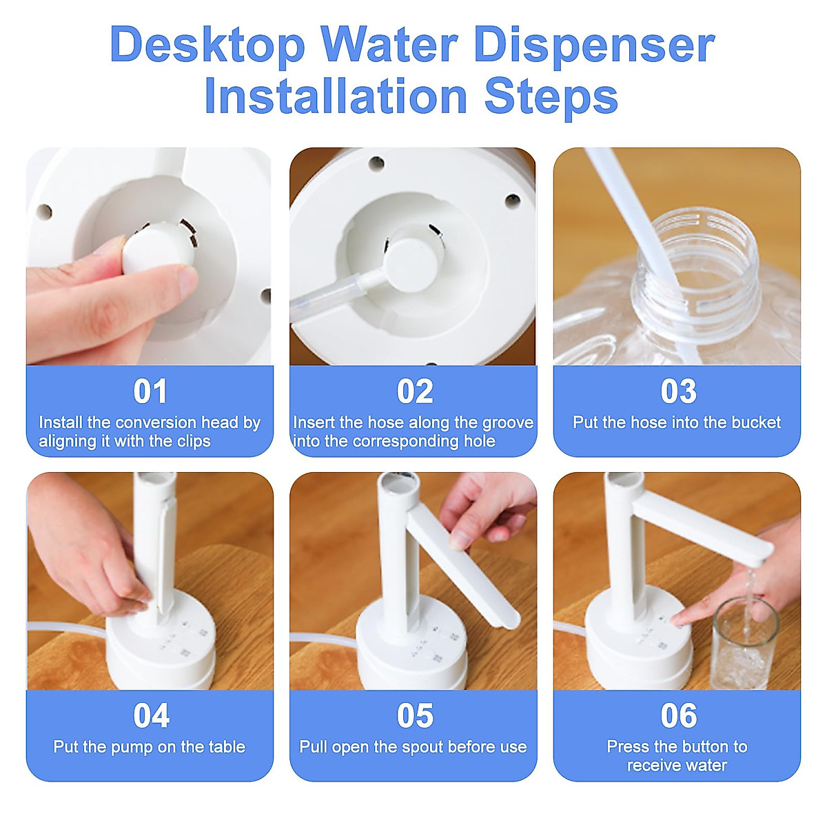 Latedaux 5 Gallon Dual-use Desktop Electric Water Bottle Dispenser, USB Type-C Charging Automatic Countertop Drinking Water Bottle Pump for 2-5 Gallon, Smart Water Jug Dispenser for Camping(Black)