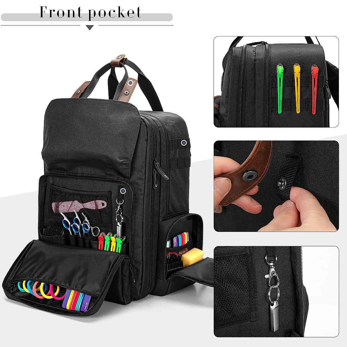 BAFASO Large Capacity Barber Case, Travel Hairdresser Bag Holds Various Hair Cutting Tools (Bag Only), Black