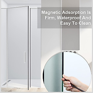 Thicken Shower Door Magnetic Strip Replacement, RV Shower Door Magnet Seal Strip Replacement Magnetic Strip for Framed and Semi Frameless Swinging Glass Shower Doors, 3/8 x 4/25 in(1 Roll,98 Inch)