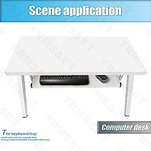 FRMSAET Under Desk Keyboard Tray Heavy-Duty All-Metal Material 20/24/30 inches Platform Computer Drawer Organizer Home Office Kitchen Bedroom Garage Storage Tool - Easy to Install.(24 inches, White)
