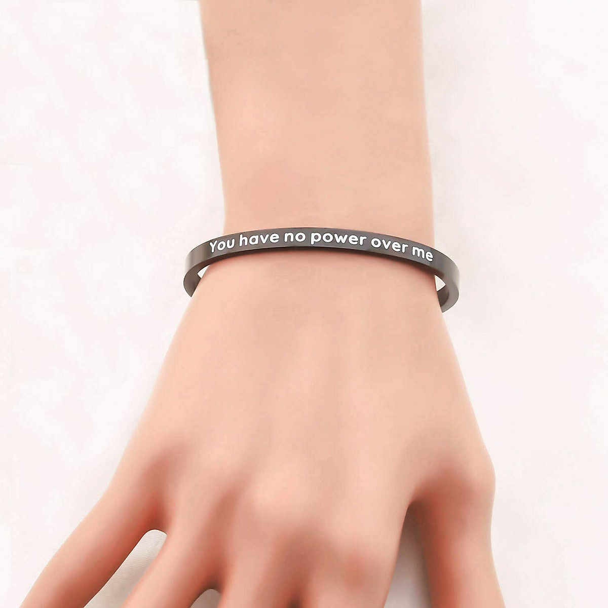 PLITI You Have No Power Over Me Inspirational Cuff Bangle Bracelets for Women Movie Gift (No Power Over CB black)