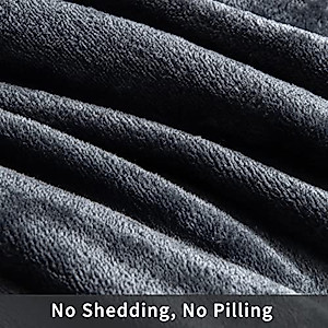 Cambividas Fleece Blanket, Queen Size Blanket, 330GSM, 90x90 Inches All Season Super Soft Cozy Warm Fuzzy Throw Blanket for Bed, Sofa, Travel, Camping, Dark Grey