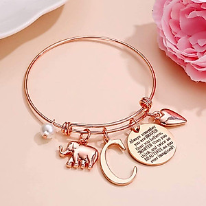 M MOOHAM Elephant Gifts for Women, Letter C Initial Elephant Bracelets for Women Elephant Jewelry, You are Braver than You Believe Inspirational Bracelet Thinking of You Gifts for Women Friends