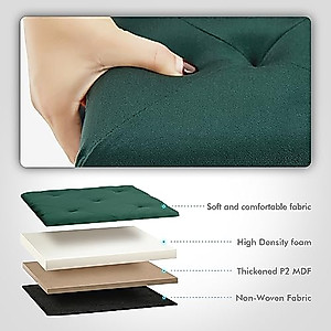 B FSOBEIIALEO Storage Ottoman Cube, Folding Tufted Ottomans with Storage,Coffee Table Top Cover, Toy Chest Storage Boxes Footrest Stool for Bedroom, Luxury Velvet Fabric 15.7 Inches Green
