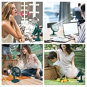 Table Fan Desk Fan, Small Oscillating Fan & Super Quiet, Desktop Fan Silent 180°Rotated, Small Electric Fan 5000mAh Rechargeable Battery Powered Fan 4-11Hs for Home Office Bedroom