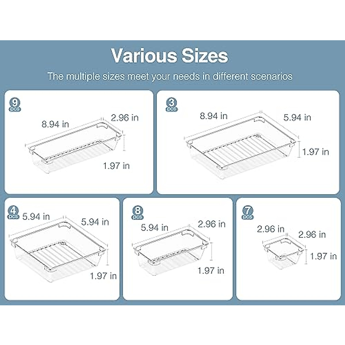 Puroma 31Pcs Drawer Organizer Set 5-size Versatile Vanity and Bathroom Drawer Organizers, Clear Plastic Desk Drawer Organizer Trays and Customize Layout Storage Bins for Makeup Kitchen Office (Clear)